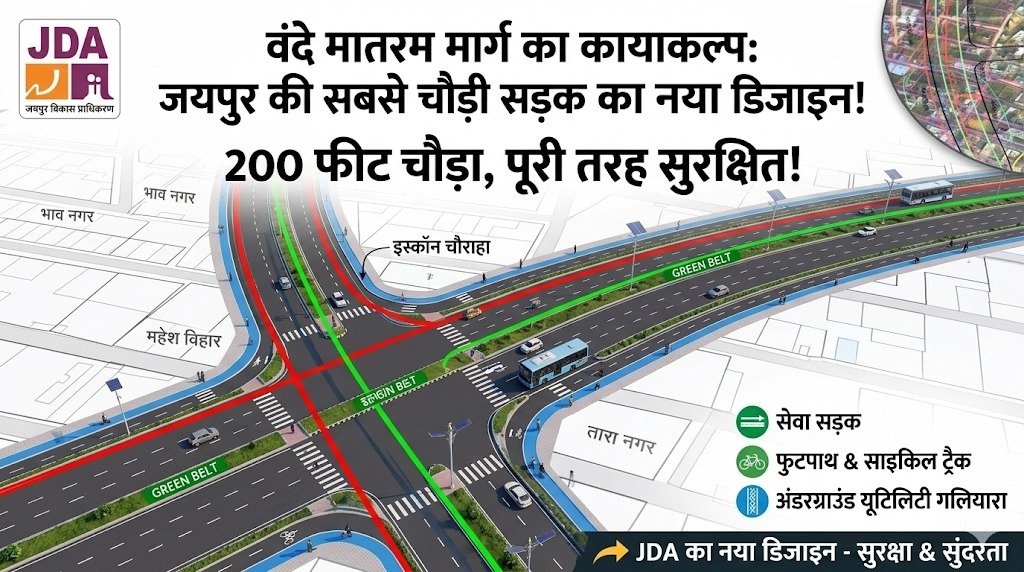 जयपुर की सबसे चौड़ी सड़क पर अब चलेंगे सुरक्षित वाहन: 200 फीट चौड़े वंदे ...